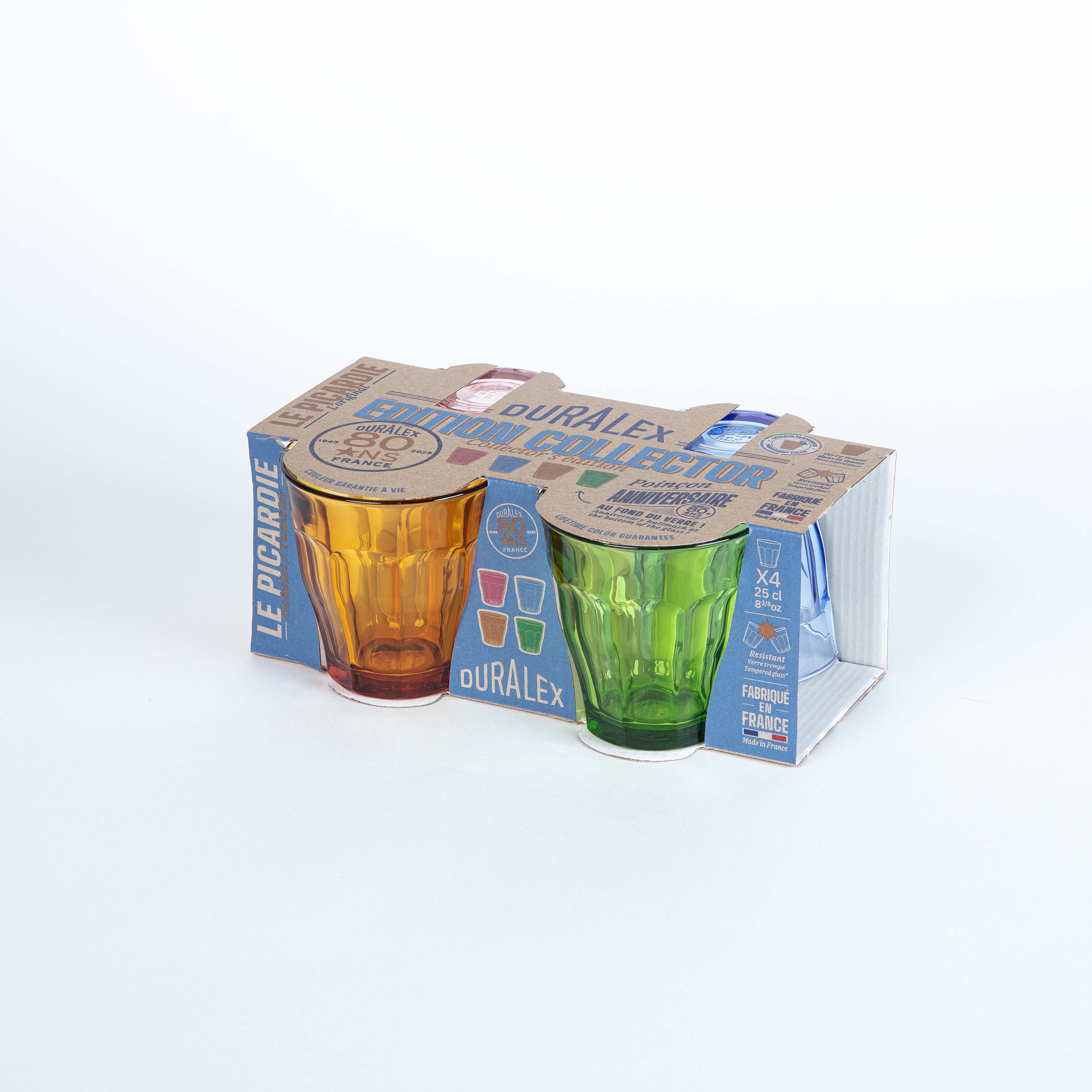 Le Picardie - Verre 25cl panaché couleurs - 80 ans (Lot de 4) – Duralex® Boutique